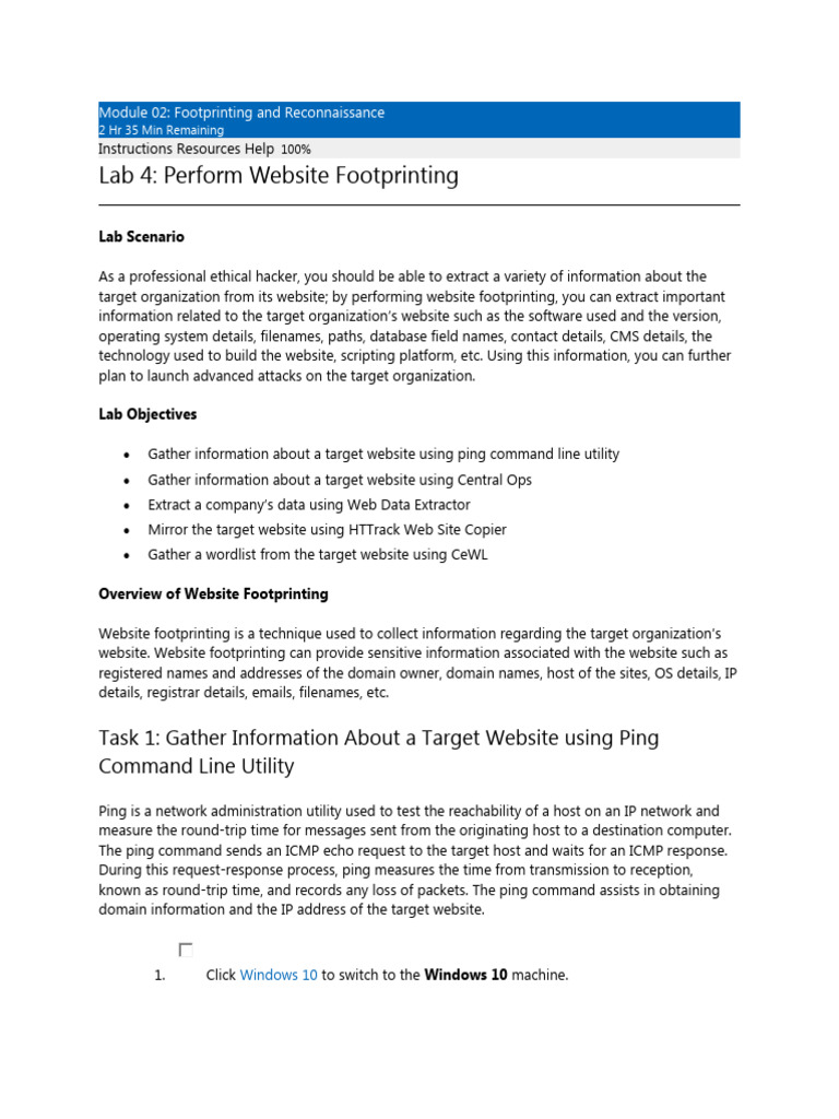 Module 02- Footprinting and Reconnaissance - Lab 4_ Perform Website Footprinting | Download Free ...