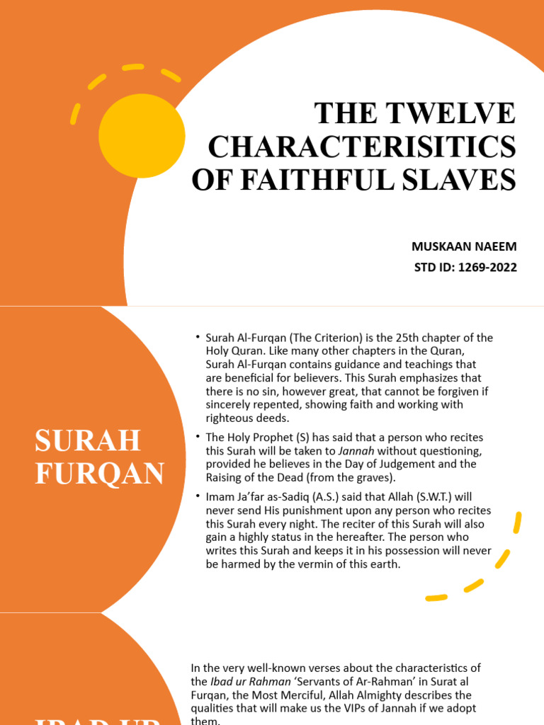The Twelve Characterisitics of Faithful Slaves | PDF | Surah | God In Islam
