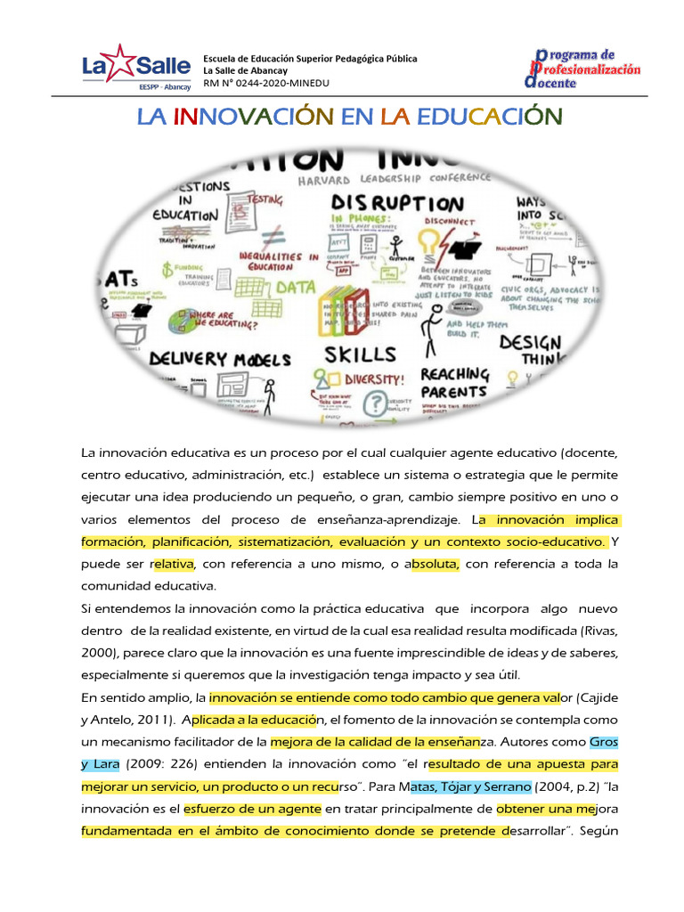 Innovacion En La Educacion Marco Mod I Pdf Innovación Enseñando 3439