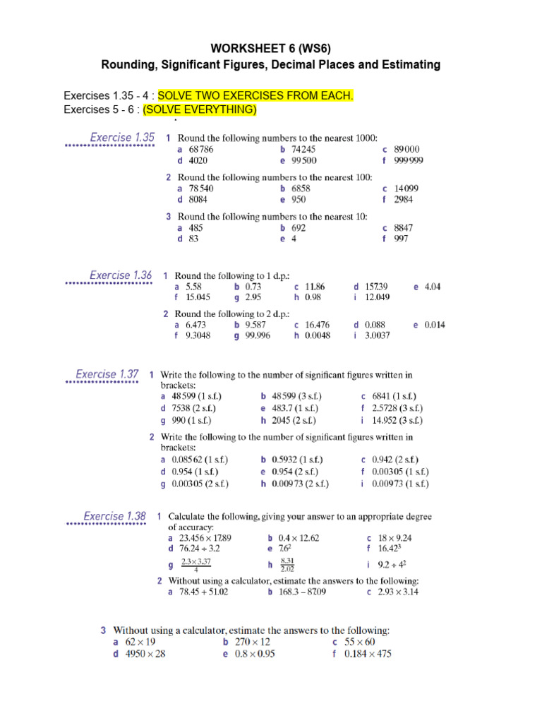 Rounding and Unit Conversion Worksheet | PDF | Technology & Engineering