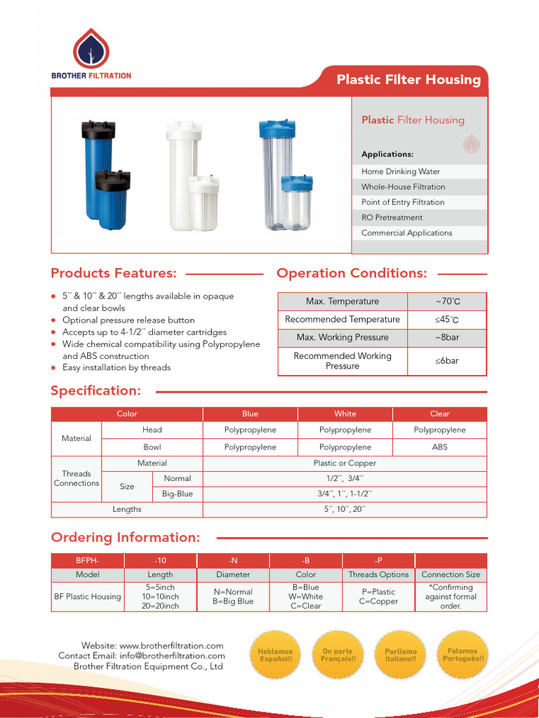Ficha Técnicas - Porta Filtros Cartucho BB | PDF | Filtration | Materials