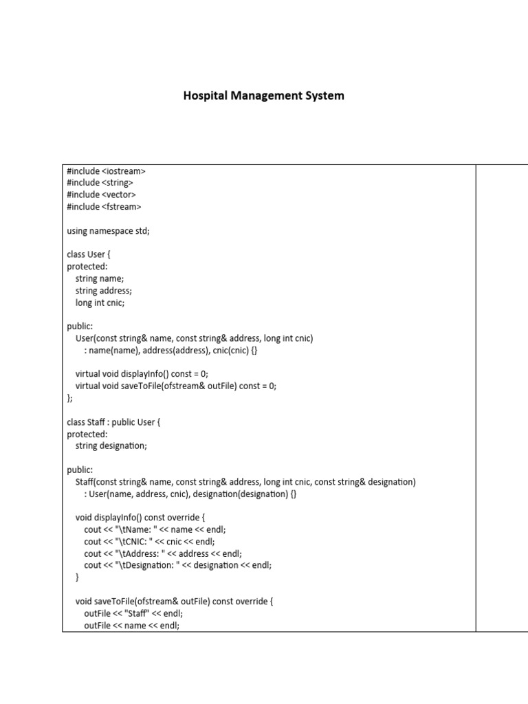 Hospital Management System Code | PDF | Computer Programming | C++