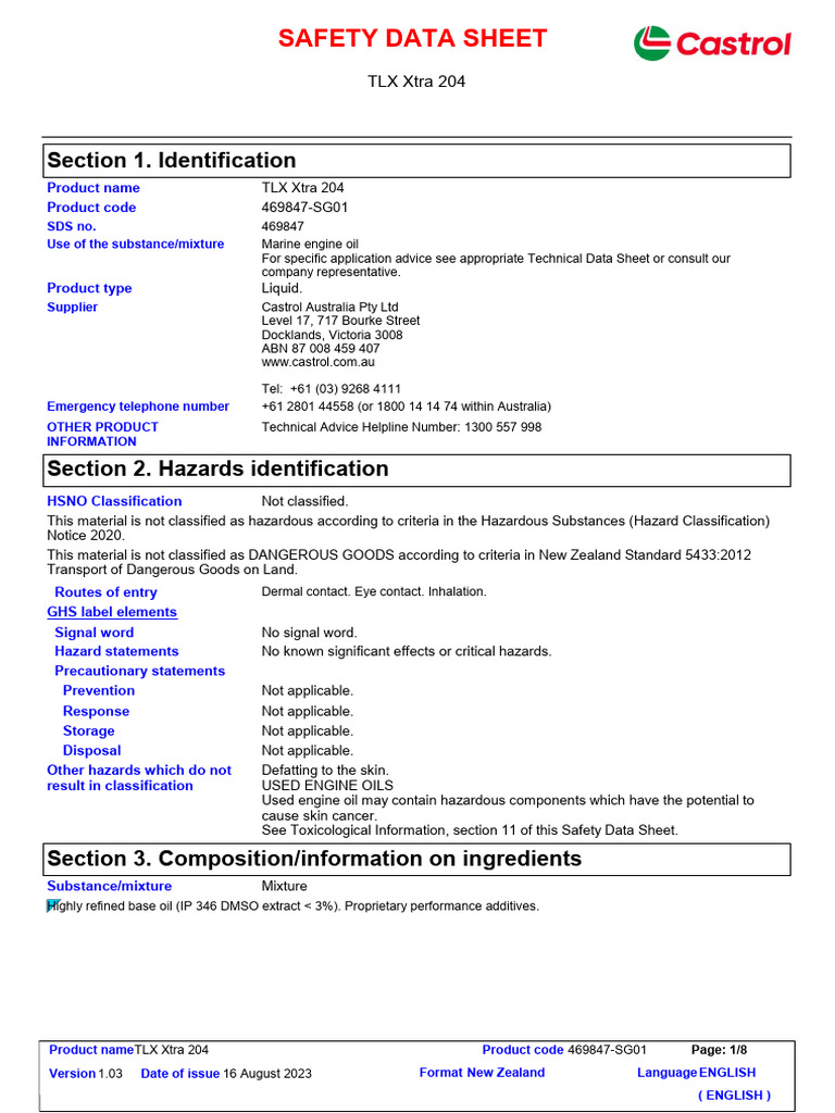 Safety Data Sheet: Section 1. Identification | PDF | Dangerous Goods | Safety