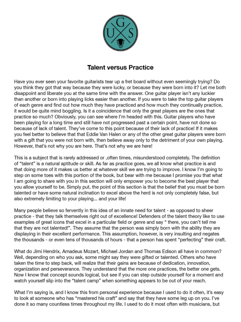 Talent vs. Practice in Mastery | PDF | Self-Improvement | Wellness