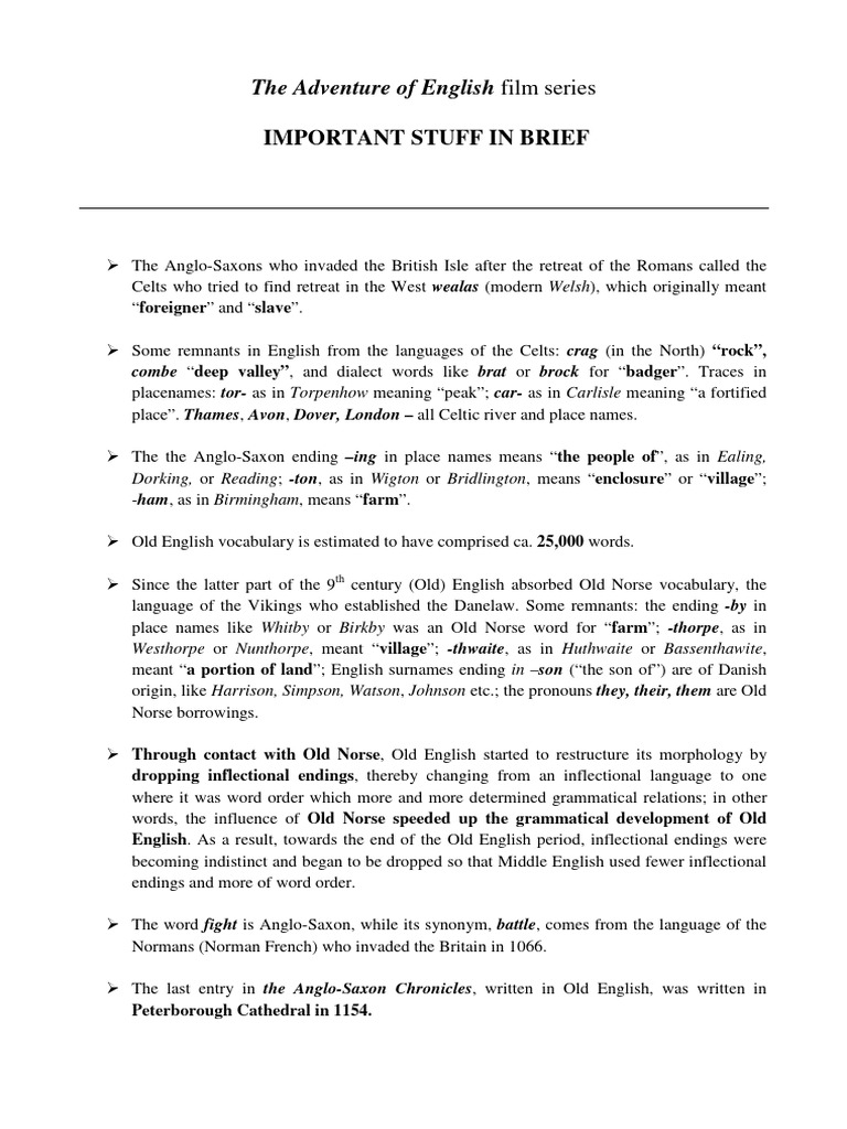 The Adventure of English - IMPORTANT STUFF | PDF | English Language ...