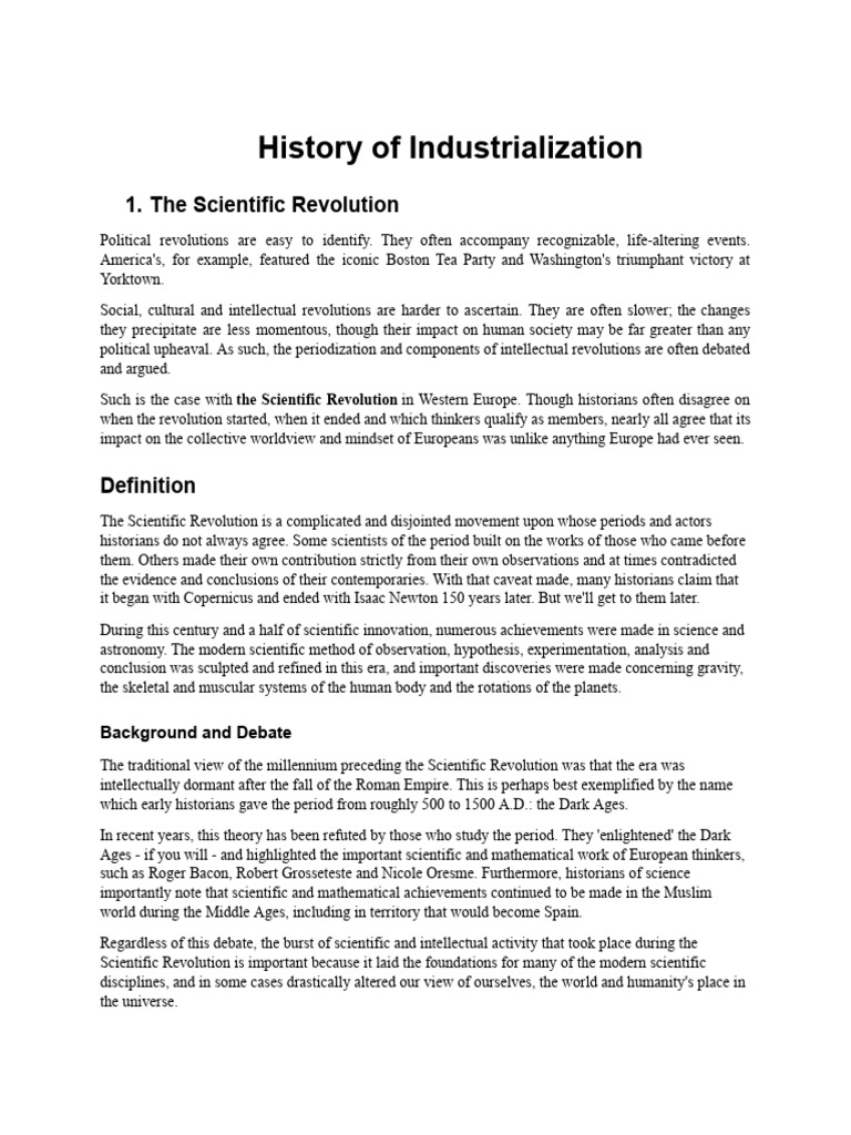 History of Industrialization | PDF | Age Of Enlightenment | Scientific ...