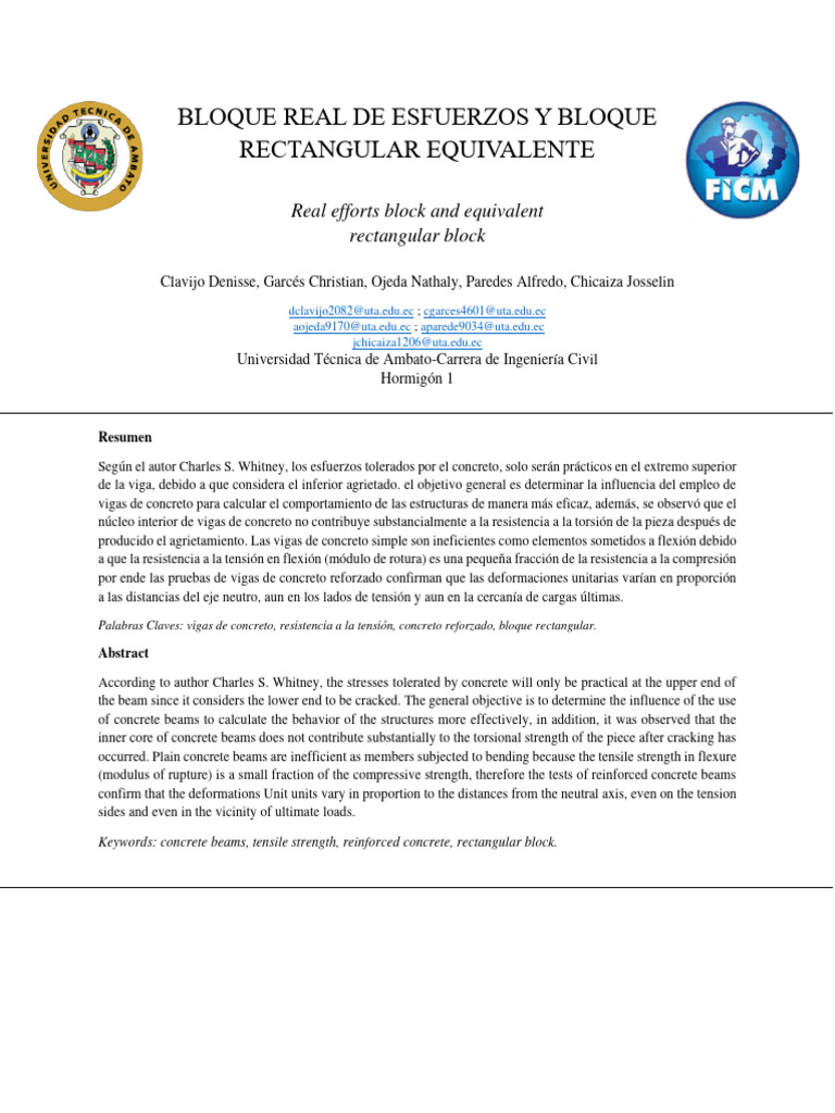 Bloque Real de Esfuerzos y Bloque Rectan | PDF | Viga (Estructura) | Deformación (ingeniería)