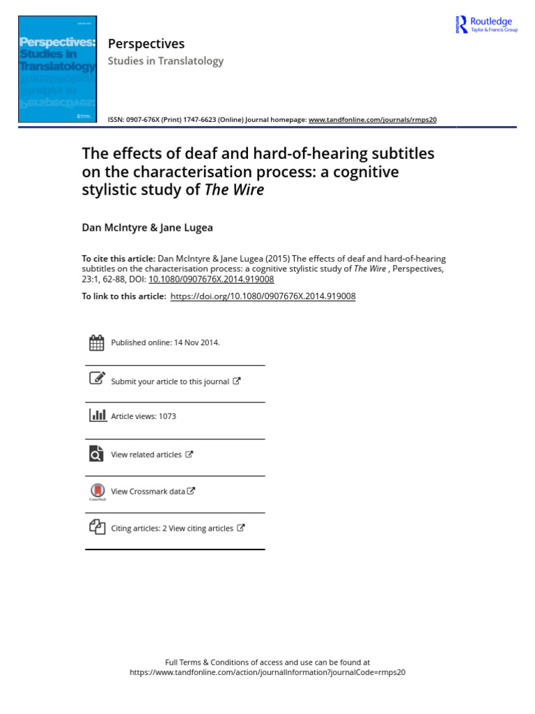 The Effects of Deaf and Hard-Of-Hearing Subtitles On The ...