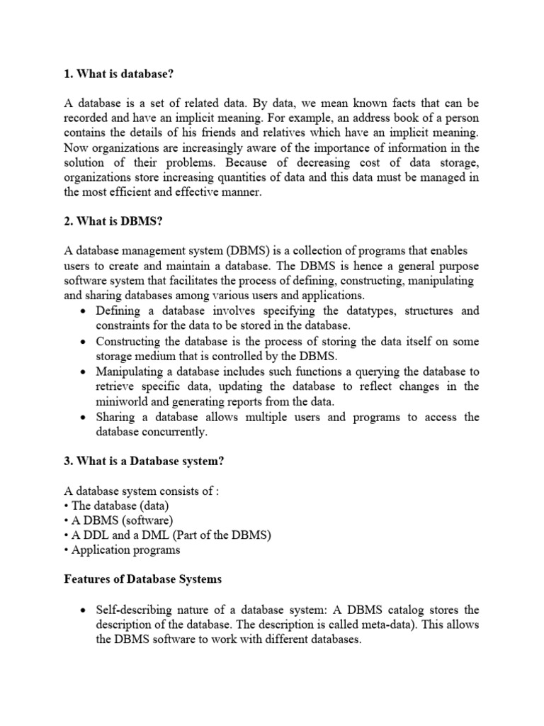 Class1 Material | PDF | Databases | Database Transaction