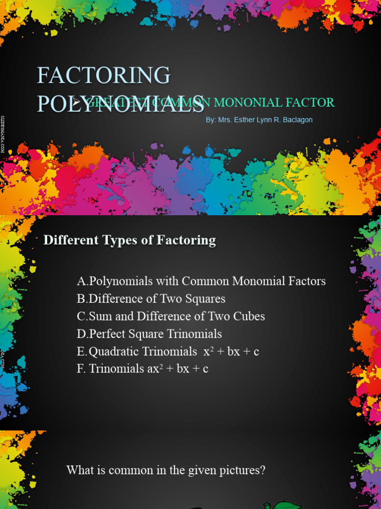 I. Factoring Polynomial GCMF 2 | PDF | Factorization | Polynomial