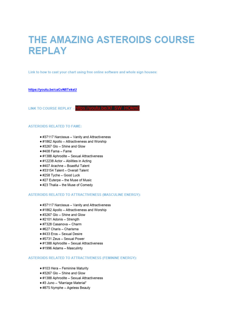 The Amazing Asteroids Course Replay | PDF | Muse | Eros