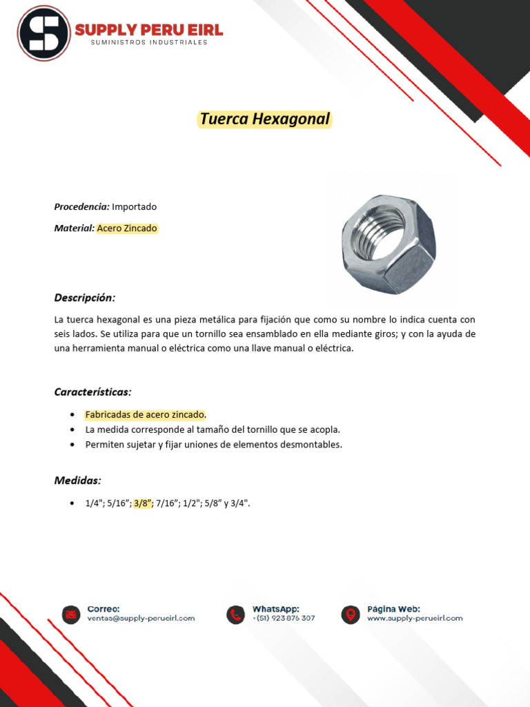 Tuerca Hexagonal | PDF