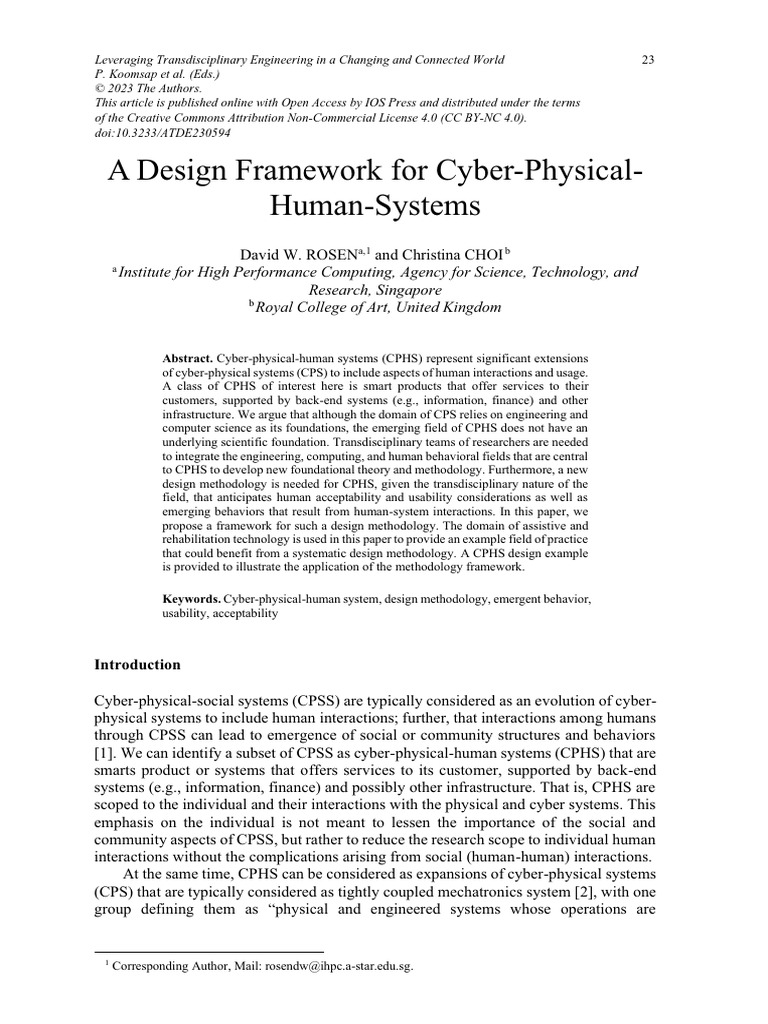 A Design Framework for HRC Systems-ATDE230594 | PDF | System | Systems Engineering