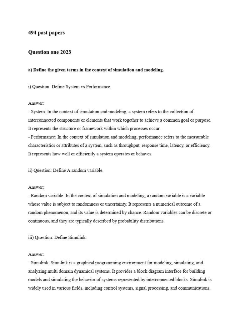 494 Past Papers | PDF | Simulation | Conceptual Model