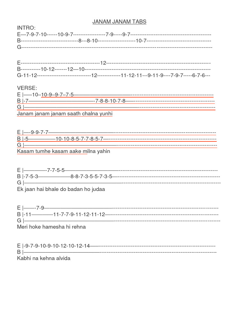 Janam Janam Tabs Full | PDF | Technology & Engineering