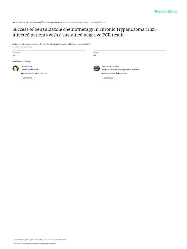 Benznidazole Success in Chagas Disease | PDF | Infection | Taq Polymerase