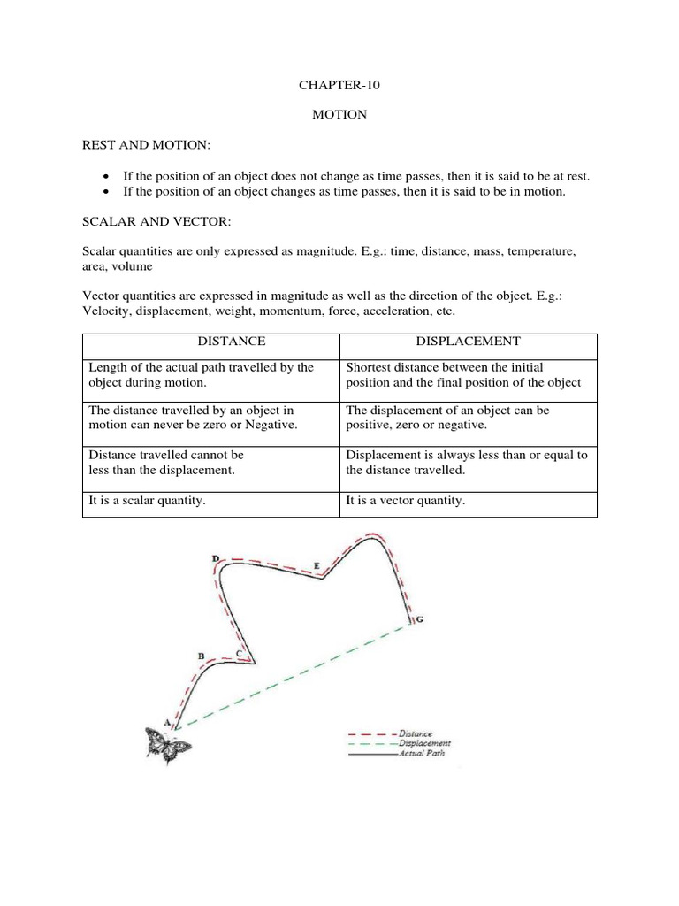 Motion - Notes - Class 9 | PDF | Velocity | Acceleration