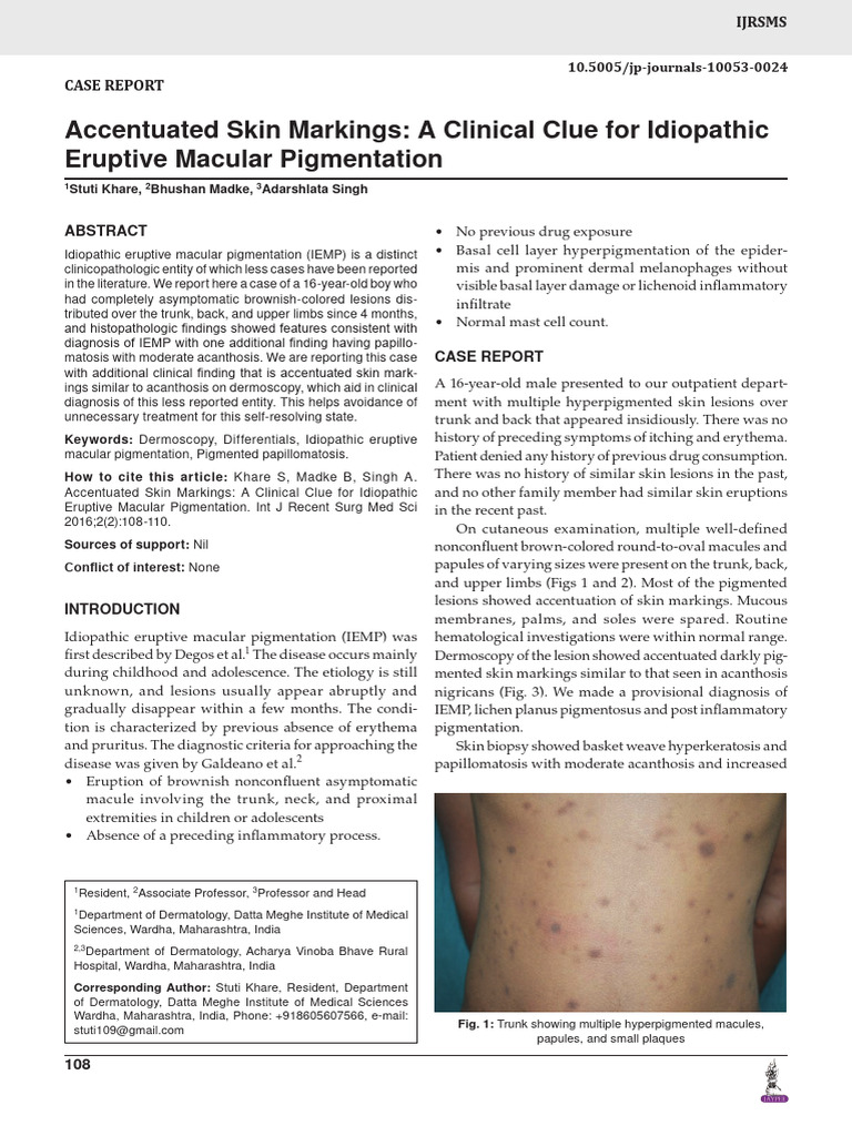Accentuated Skin Markings A Clinical Clue For Idio | PDF | Clinical ...