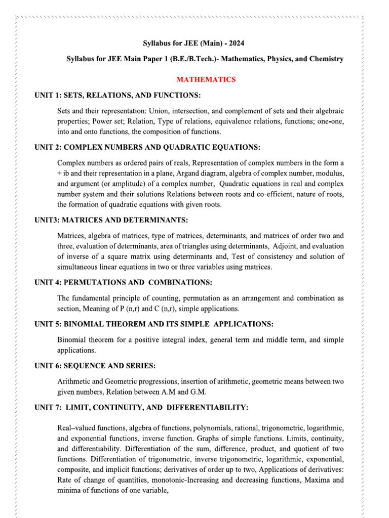 JEE Syllabus | PDF