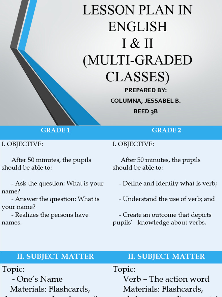 LESSON-PLAN-IN-MULTI-GRADE-CLASSES (1) | PDF | Question | Verb