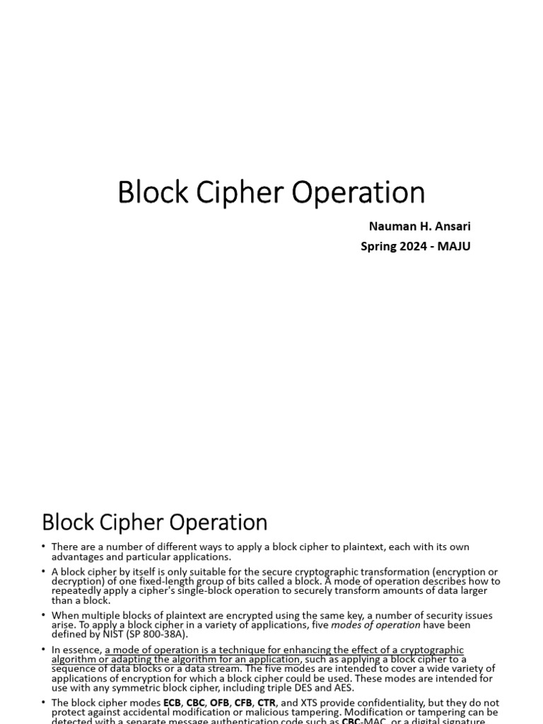 Block Cipher Operations | PDF | Secrecy | Security Engineering