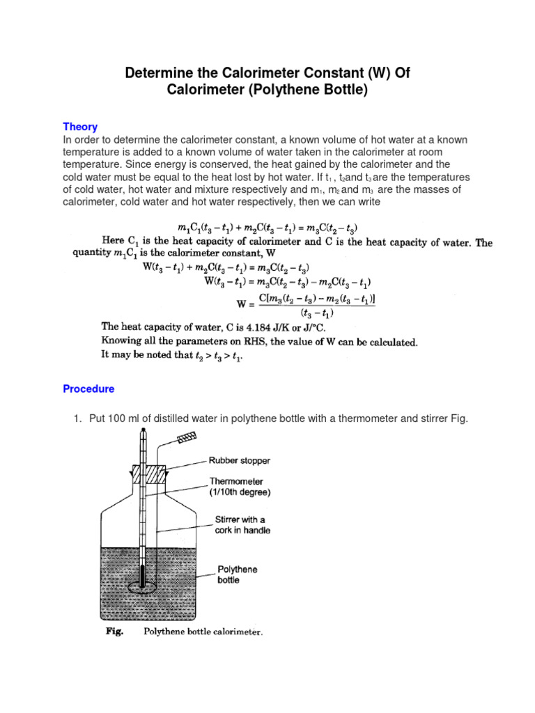 Calorimeter Constant Determination Guide | PDF | Science & Mathematics