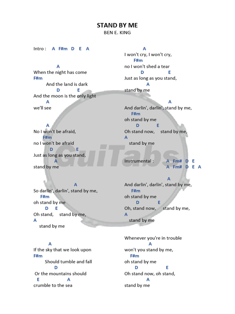 Stand by Me - Lyrics & Chords | PDF | Pop Songs | Singles