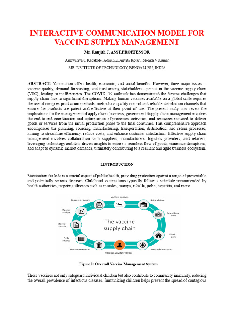 INTERACTIVE COMMUNICATION MODEL FOR VACCINE SUPPLY MANAGEMENT - Paper ...