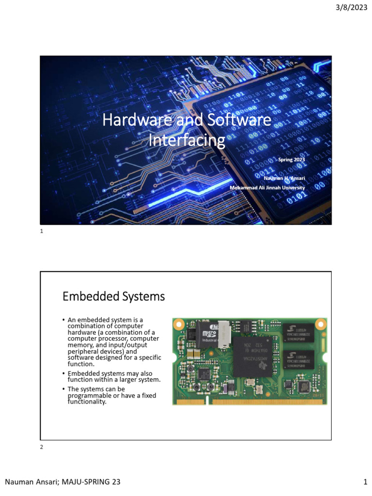 5 - Hardware and Software Interfacing | PDF | Embedded System | Computer Hardware