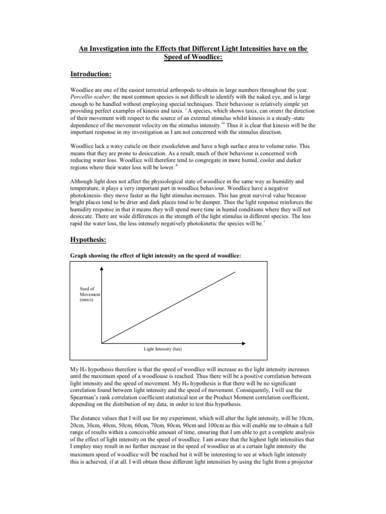 An Investigation Into The Effects That Different Light Intensities Have ...