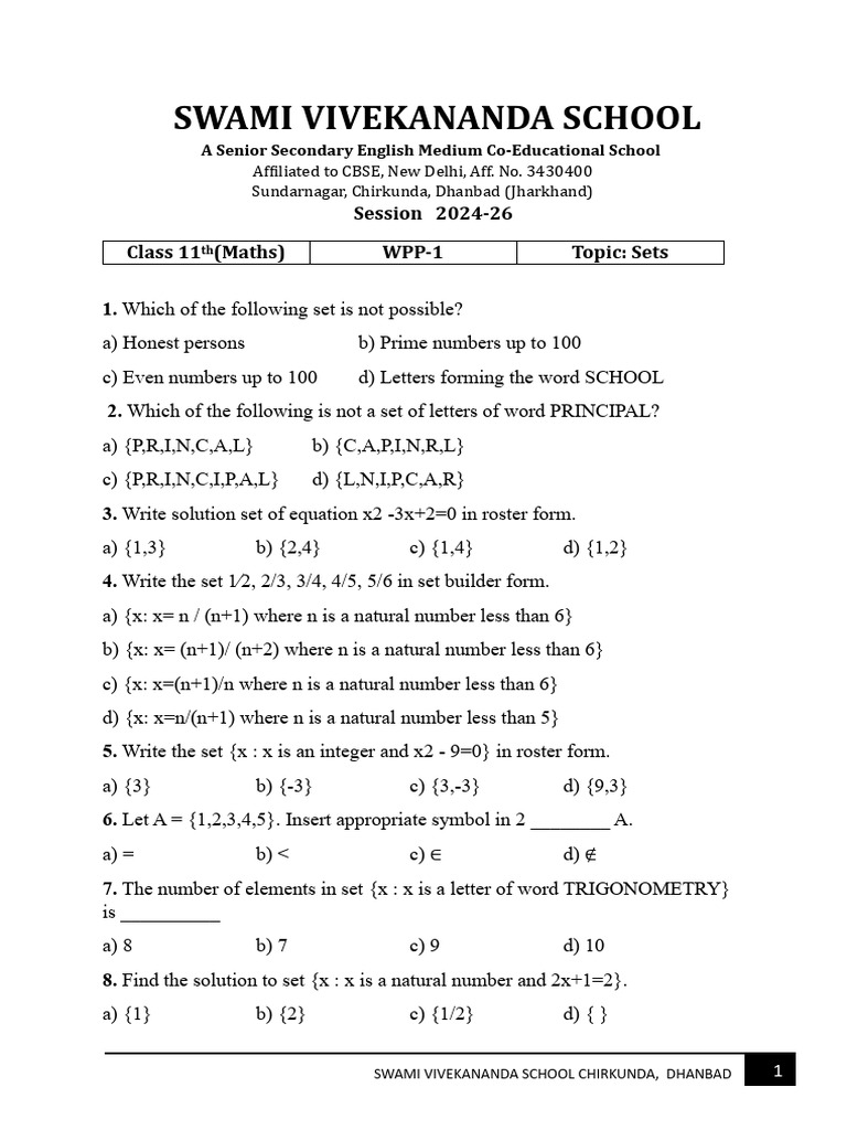 Sets DPP-1 | PDF | Numbers | Number Theory