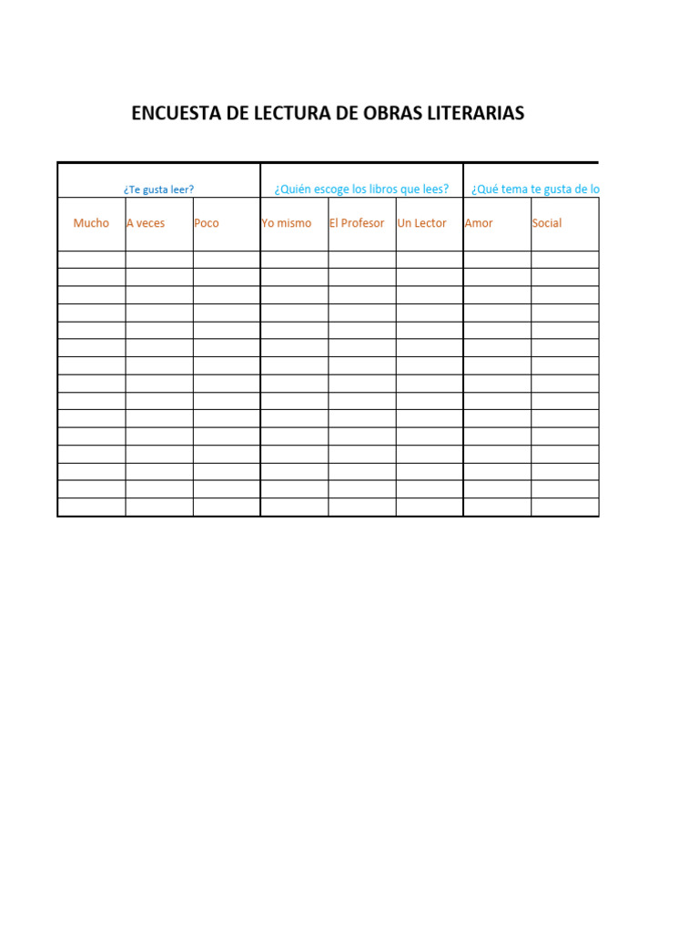 Encuesta de Lectura | PDF