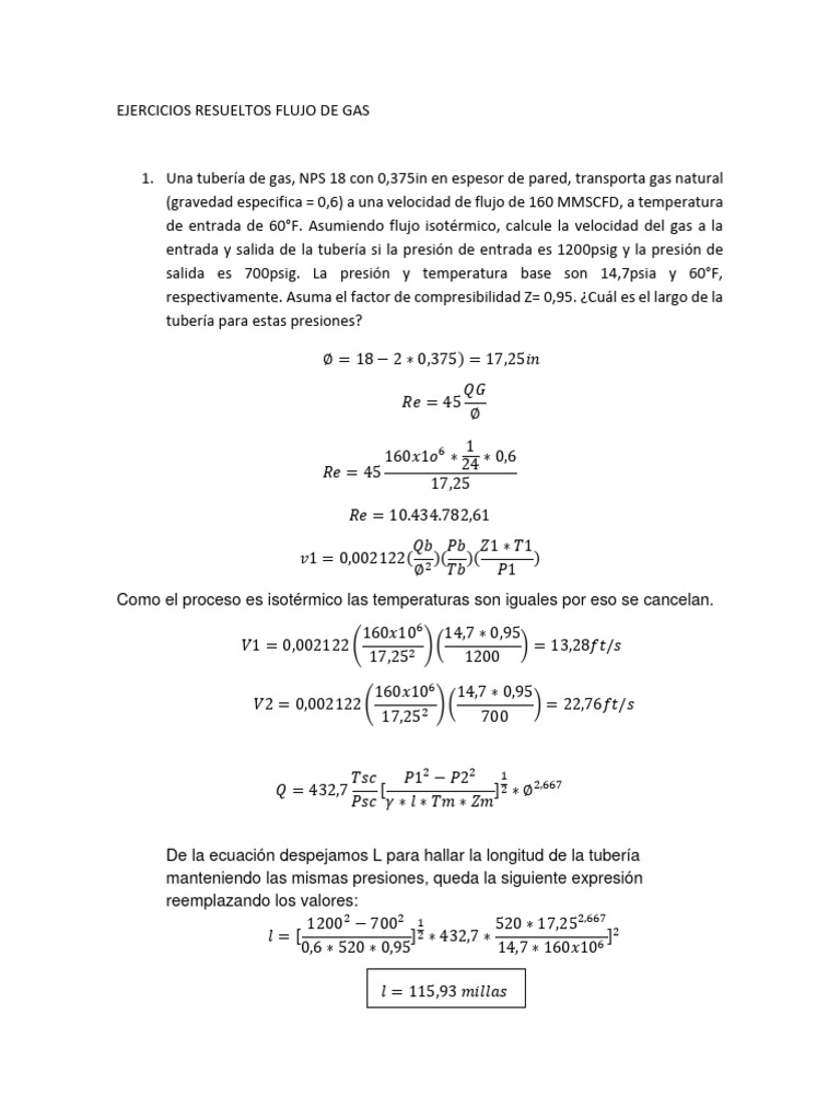Ejercicios Resueltos Flujo de Gas | PDF | Gases | Fenómenos científicos