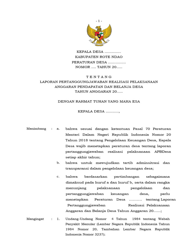 2022.004. CONTOH PERDES LPJ REALISASI APBDes - 2021 - by Christ | PDF