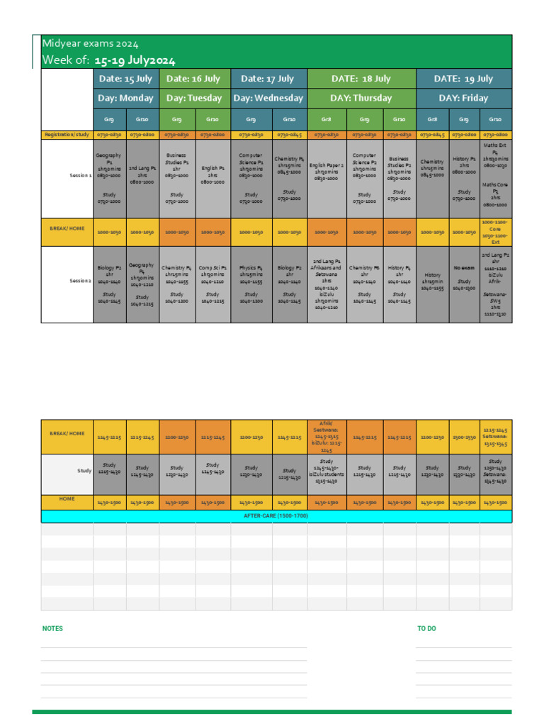 NPMS Mid-Year Exam TT July 2024 Draft (Not Final) - 15-19july | PDF