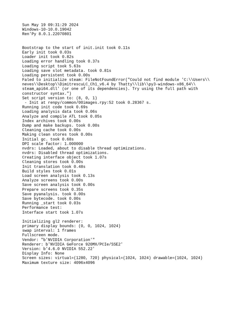 Ren'Py 8.0.1 Initialization Log | PDF | Teaching Methods & Materials | Computers