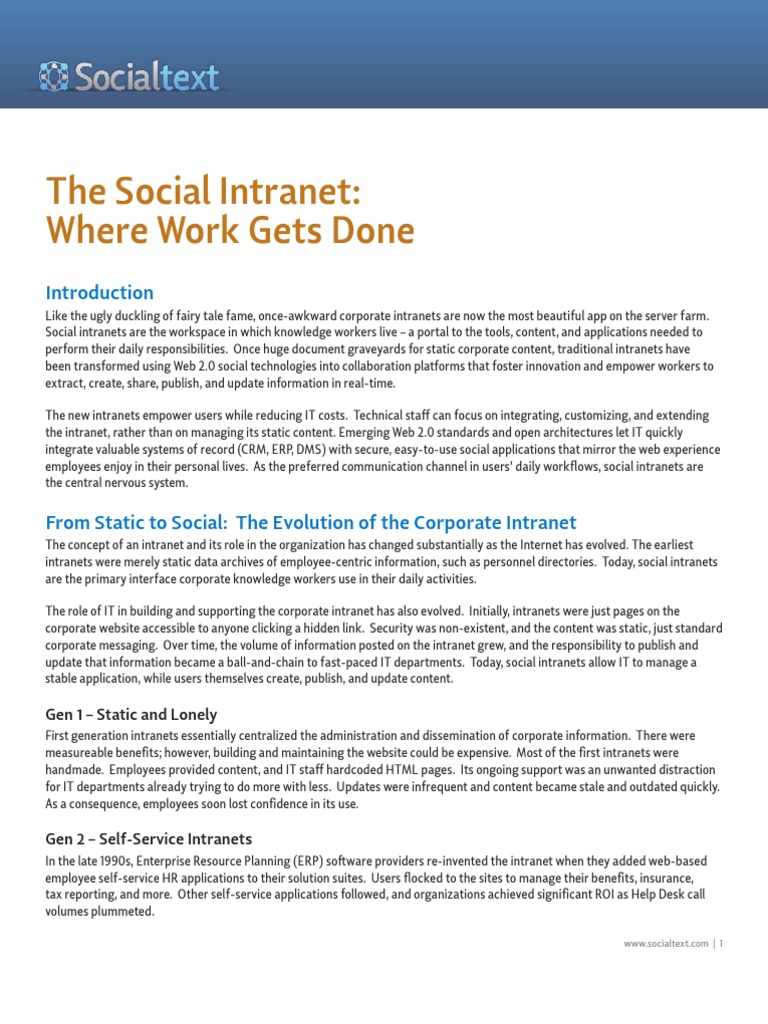 Social Text WP SocialIntranet V1 | PDF | Social Networking Service ...