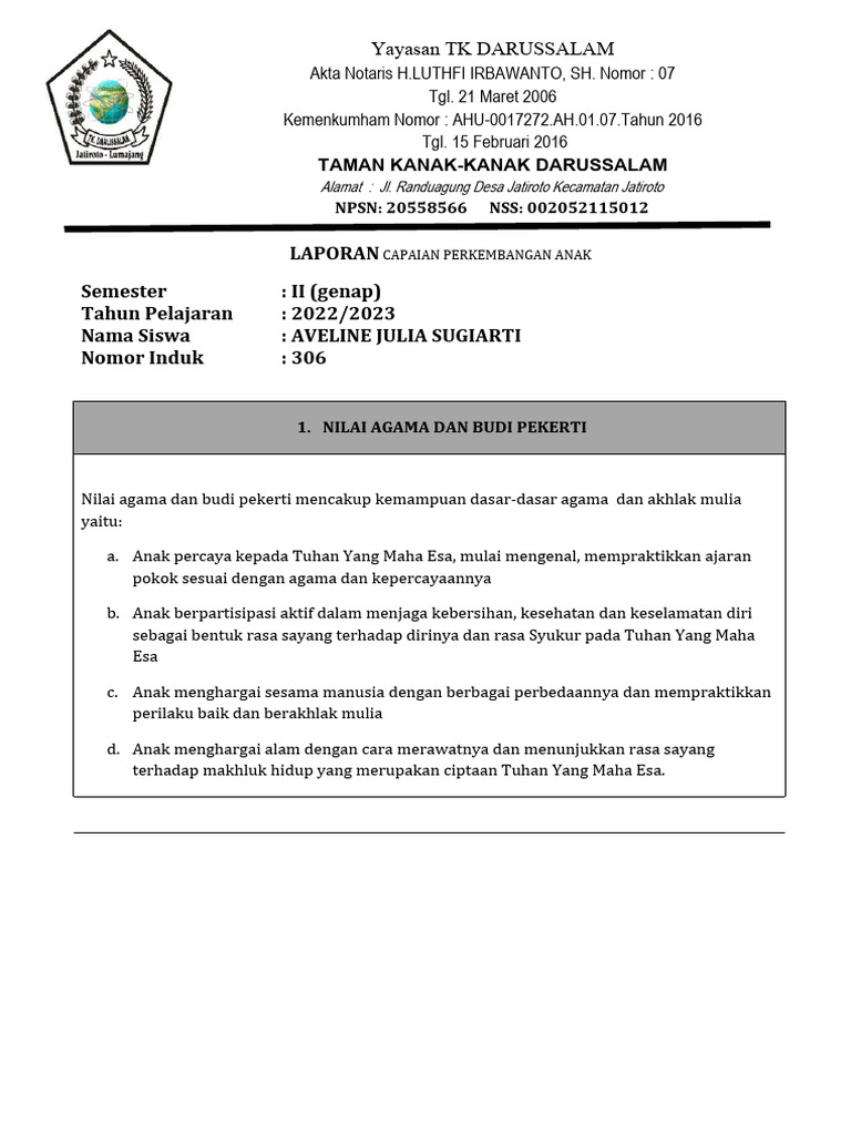 Rapot 1 | PDF | Kesehatan Holistik