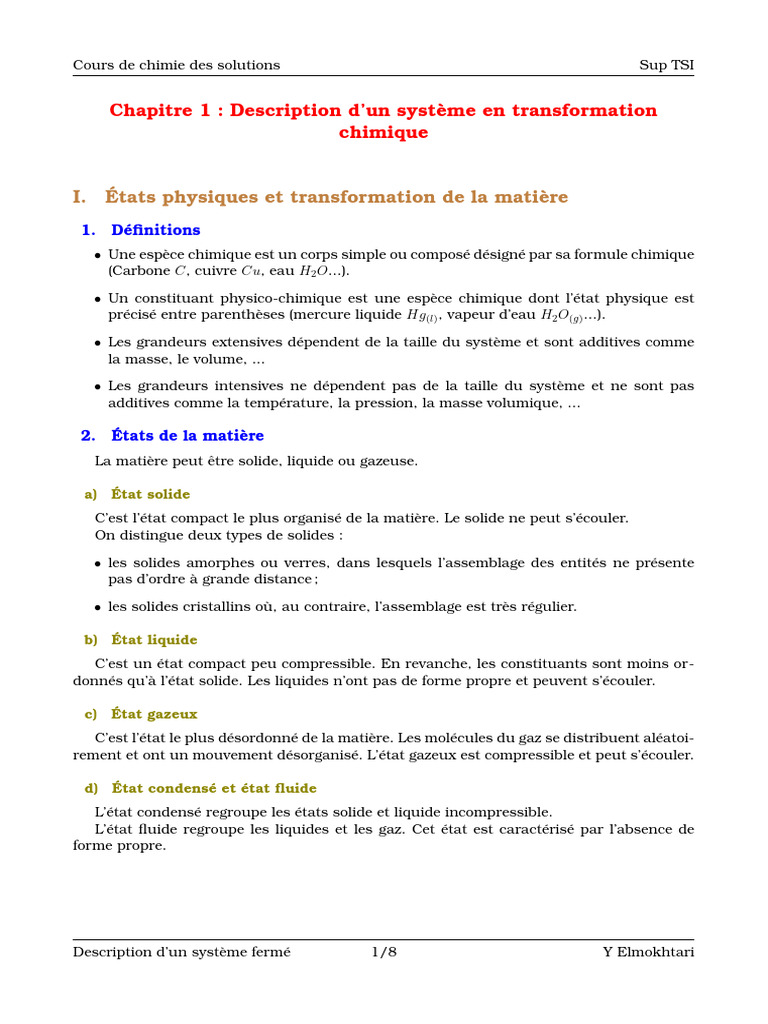 Description d'un système fermé en chimie | PDF | Phase (thermodynamique ...