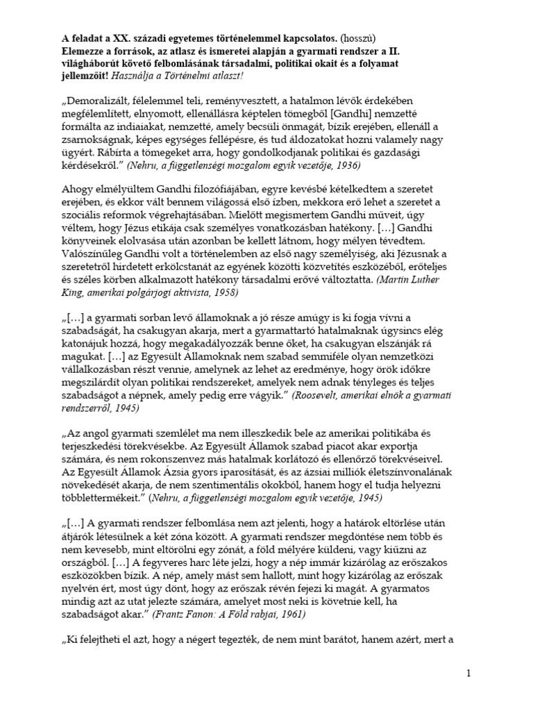 A Gyarmati Rendszer Felbomlása (Forrás+megoldás) | PDF