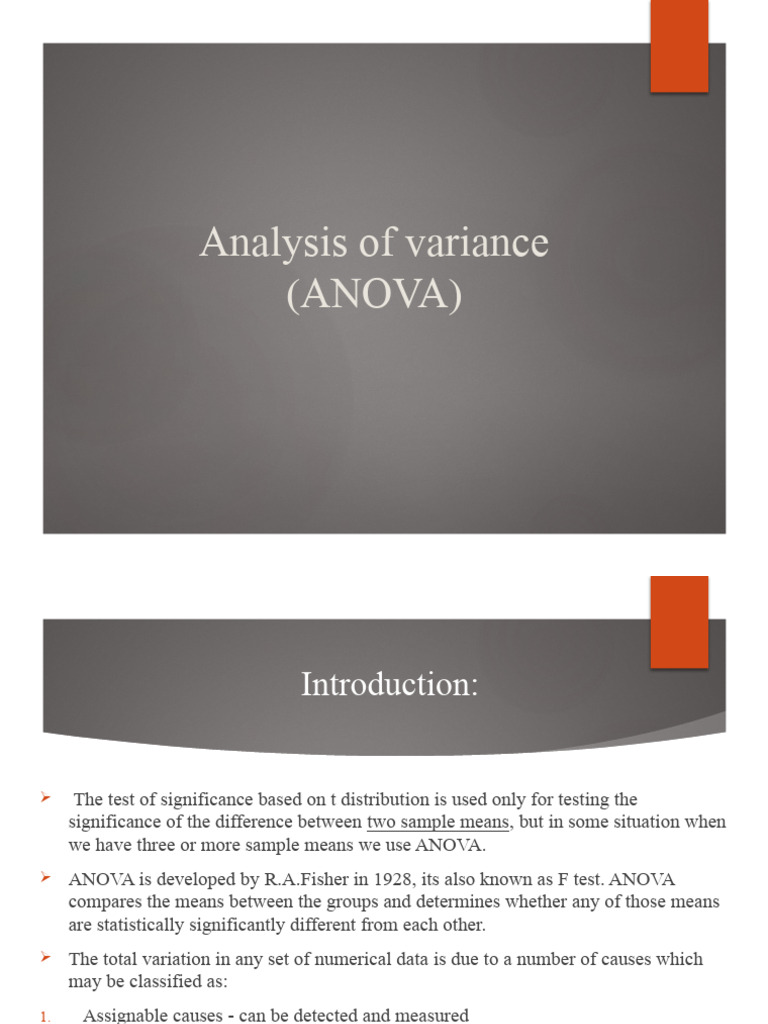 Analysis of Variance (ANOVA) | PDF | Analysis Of Variance | Statistics