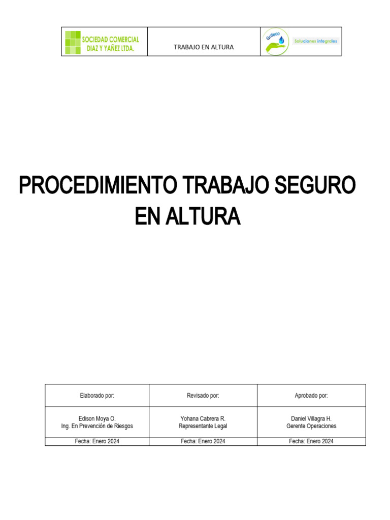 Procedimiento Trabajo en Altura | PDF | Andamio