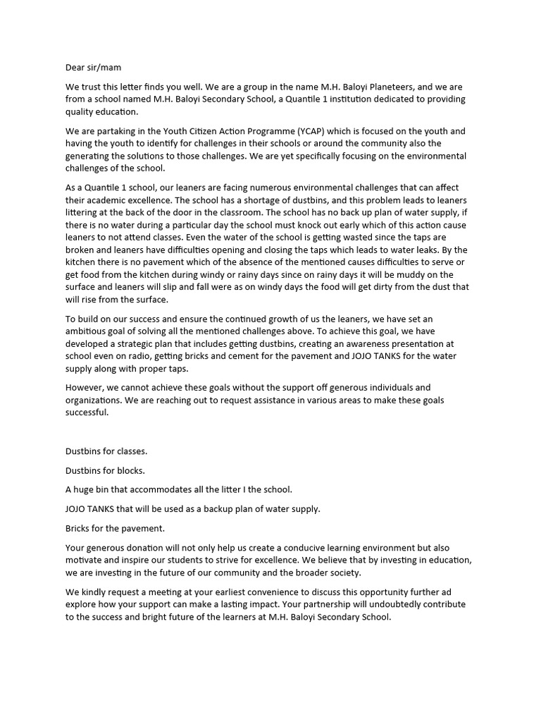 Letter To The Sponsors | PDF | Learning | Behavior Modification