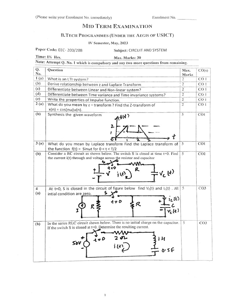 CS End Term | PDF | Electrical Network | Electrical Engineering
