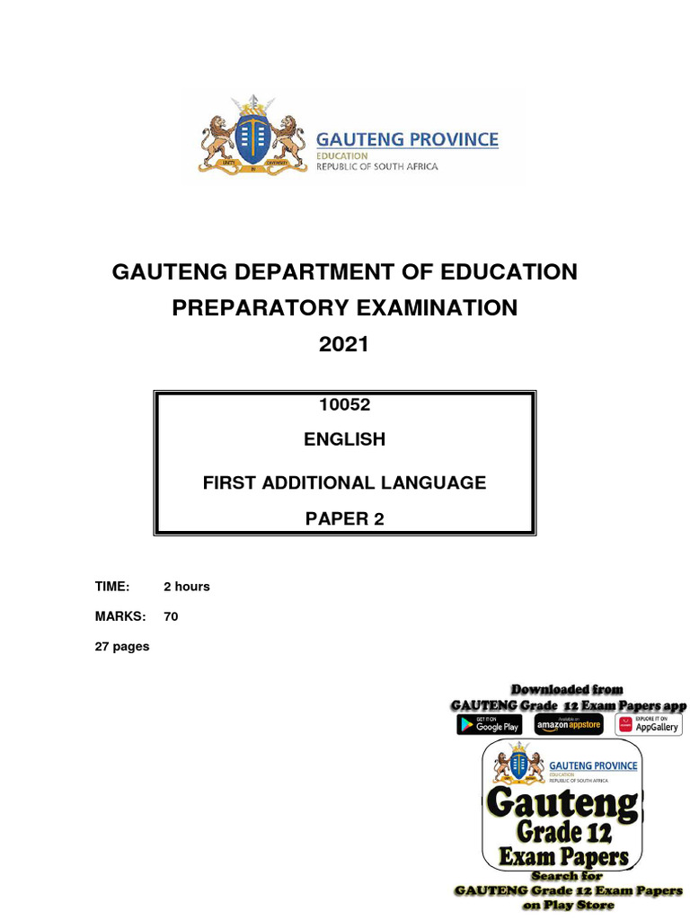 Grade 12 English FAL Paper 2 2021 | PDF | Macbeth | Strange Case Of Dr ...