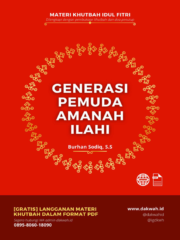 Materi Khutbah Idul Fitri 2022 Generasi Muda Amanah Ilahi Dakwah - Id | PDF