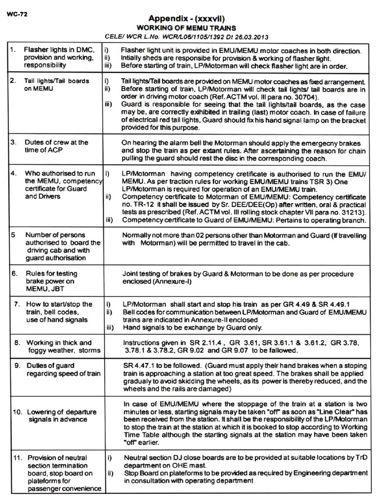 Memu Working | PDF | Train | Brake