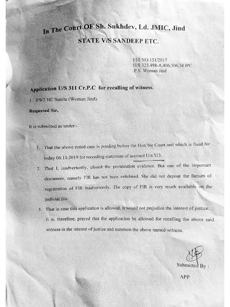 311 CRPC Application & Reply | PDF