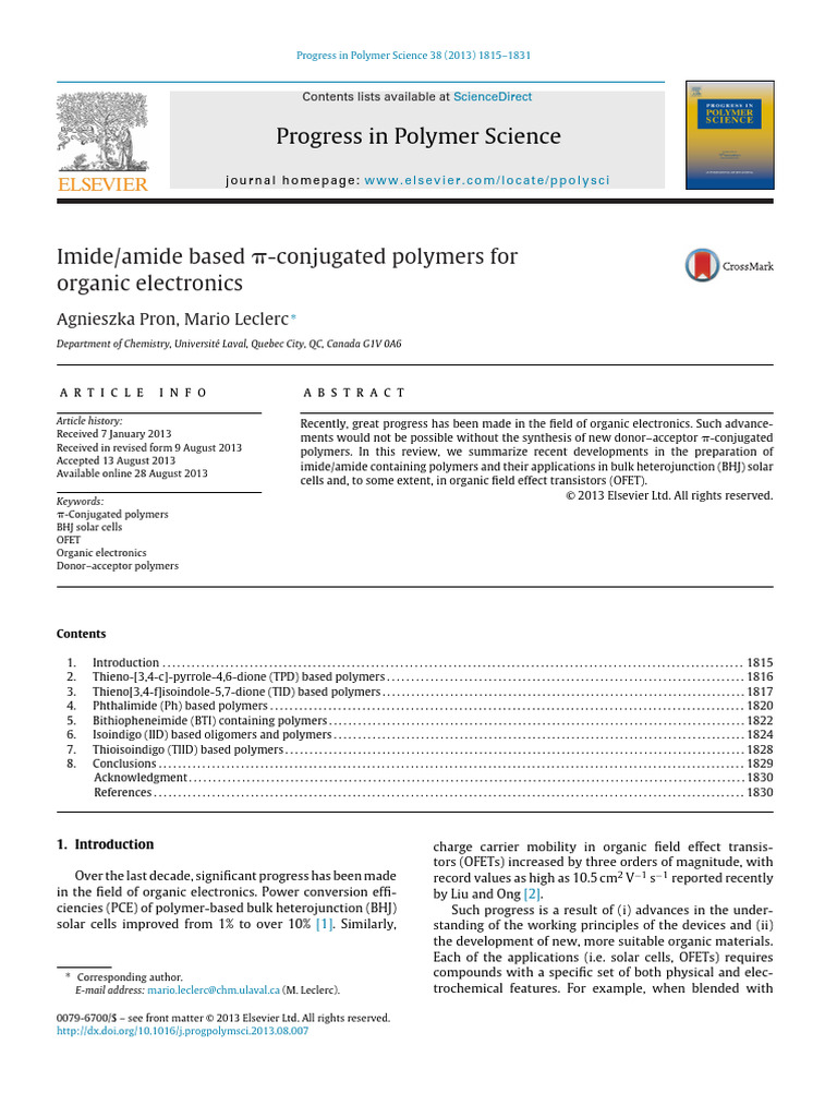 Imide/amide Based - Conjugated Polymers For Organic Electronics | PDF ...