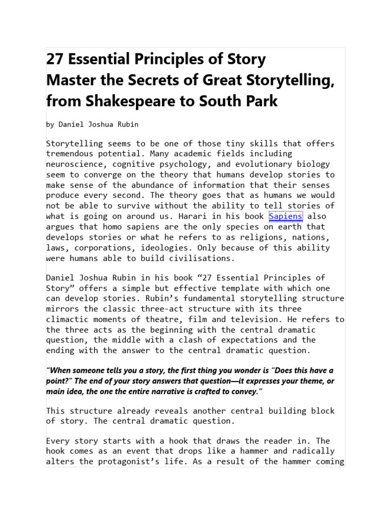 27 Essential Principles of Story | PDF | Human | Storytelling